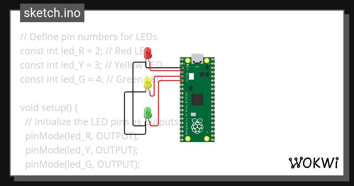 led ryg. - Wokwi ESP32, STM32, Arduino Simulator