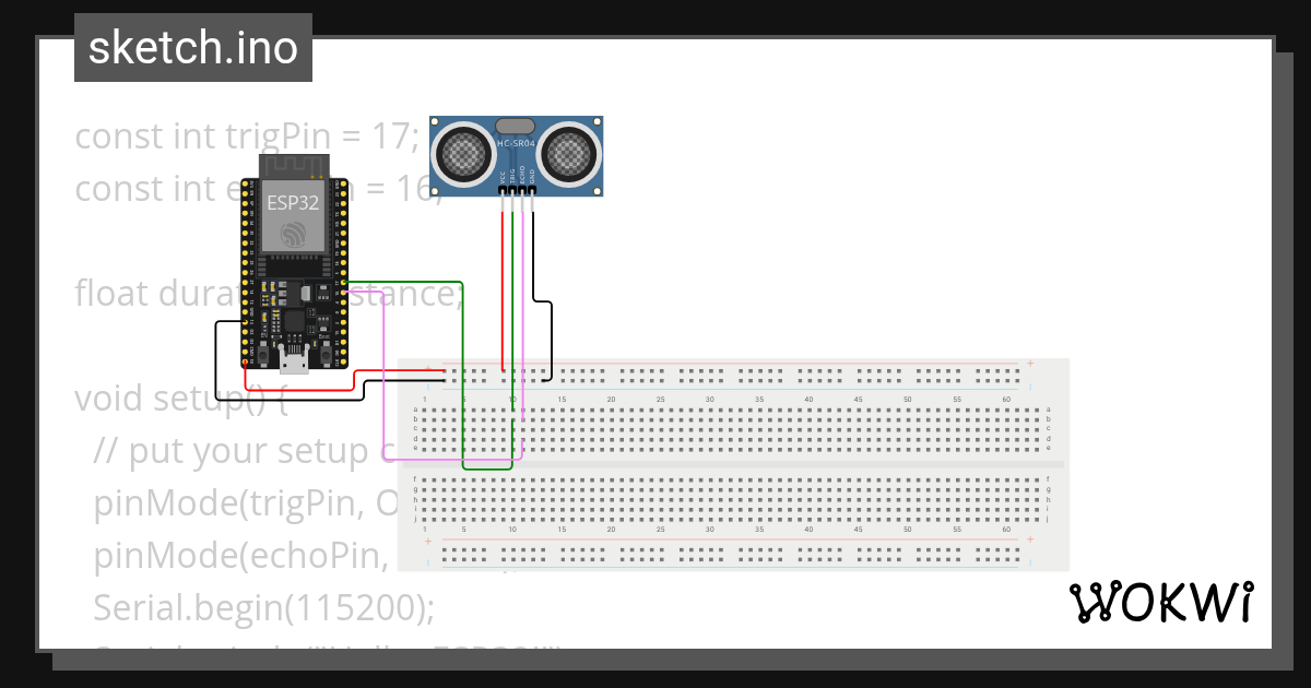 Ultrasonic Wokwi Esp32 Stm32 Arduino Simulator 