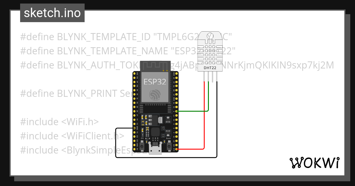 data sensor DHTT22 - Wokwi ESP32, STM32, Arduino Simulator