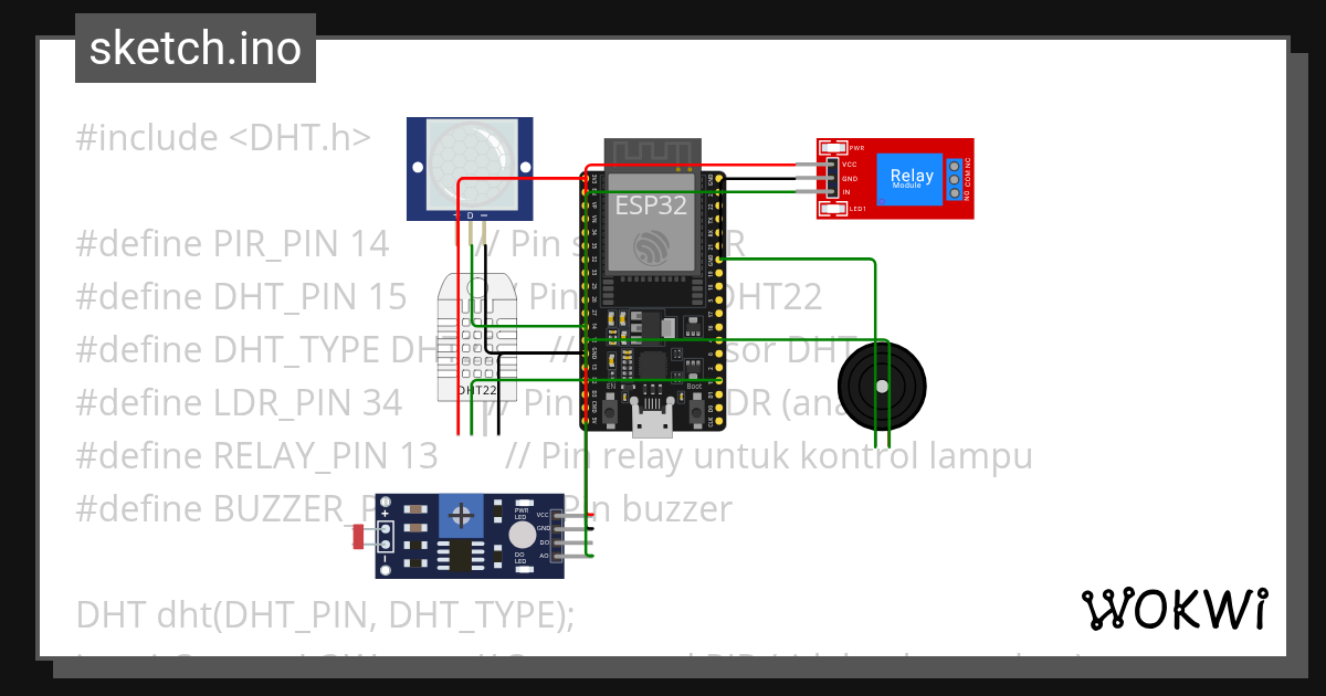 proyek pemantau ruangann - Wokwi ESP32, STM32, Arduino Simulator
