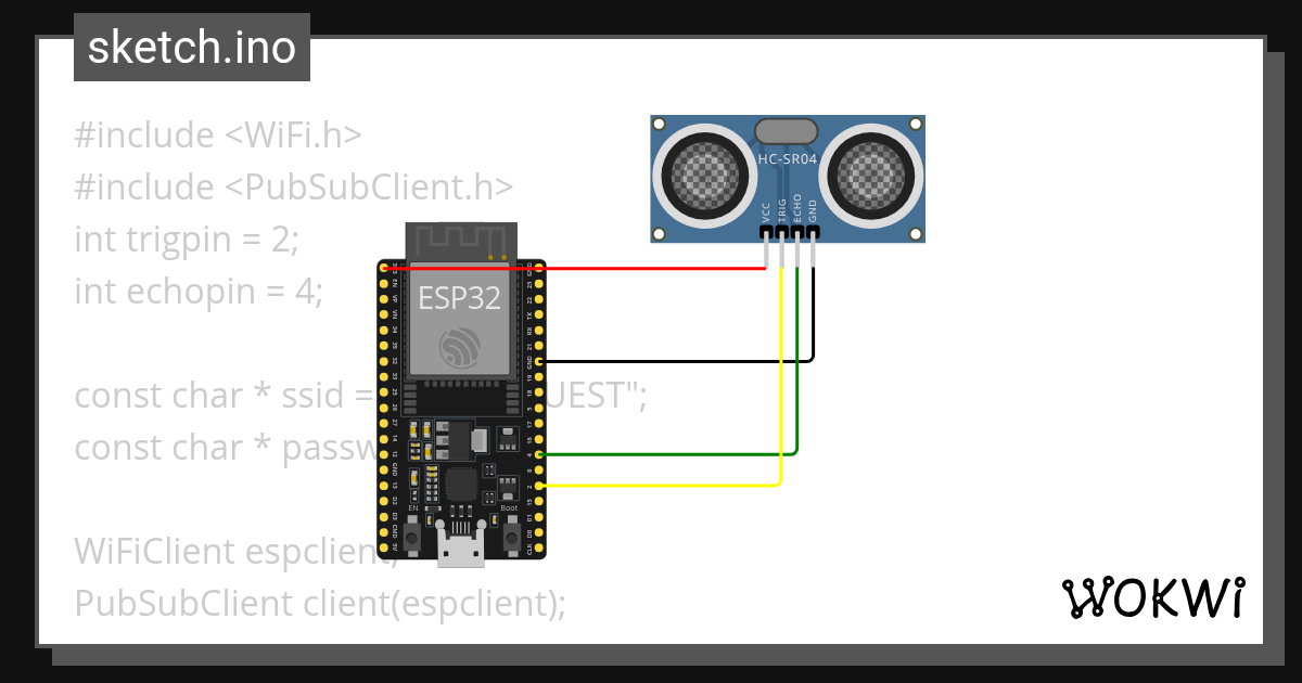 ultrasonic to mqtt - Wokwi ESP32, STM32, Arduino Simulator