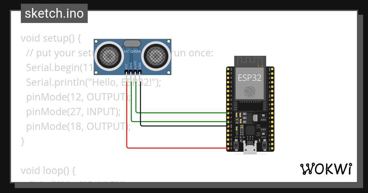 Ultrasonic Sensor Copy - Wokwi ESP32, STM32, Arduino Simulator