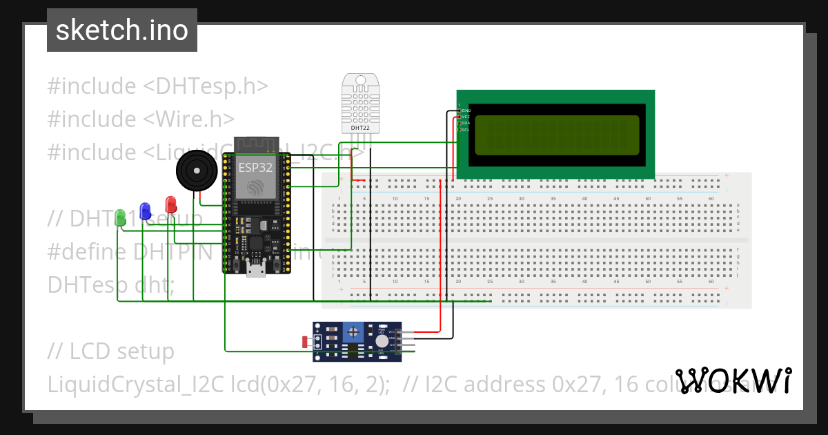Ambient Greenhouse Monitoring System wifi - Wokwi ESP32, STM32, Arduino Simulator