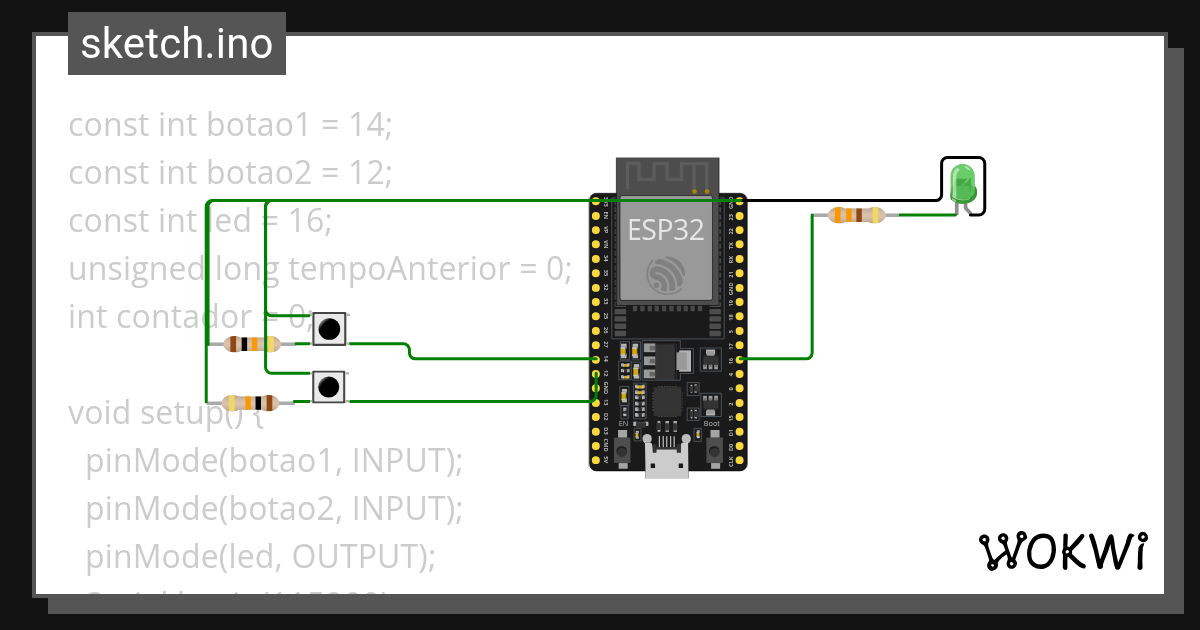 JV PROJETO millis - Wokwi ESP32, STM32, Arduino Simulator JV PROJETO millis - Wokwi ESP32, STM32, Arduino Simulator