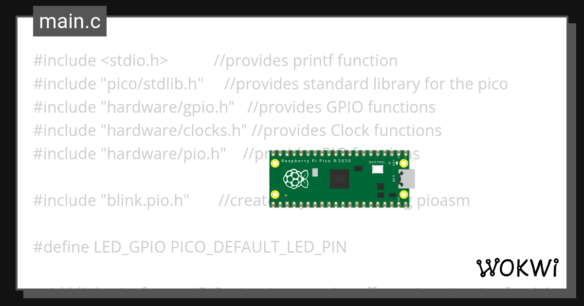 Pi Pico SDK Blinky PIO - Wokwi ESP32, STM32, Arduino Simulator