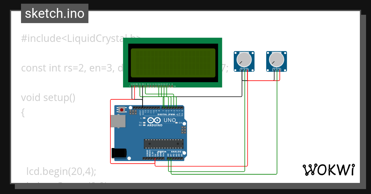 Conversor A/D 2 potenciometro - Wokwi ESP32, STM32, Arduino Simulator