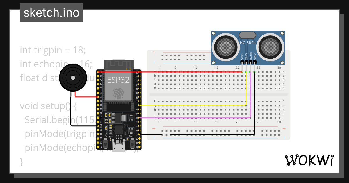 buzzer ultrasonic - Wokwi ESP32, STM32, Arduino Simulator