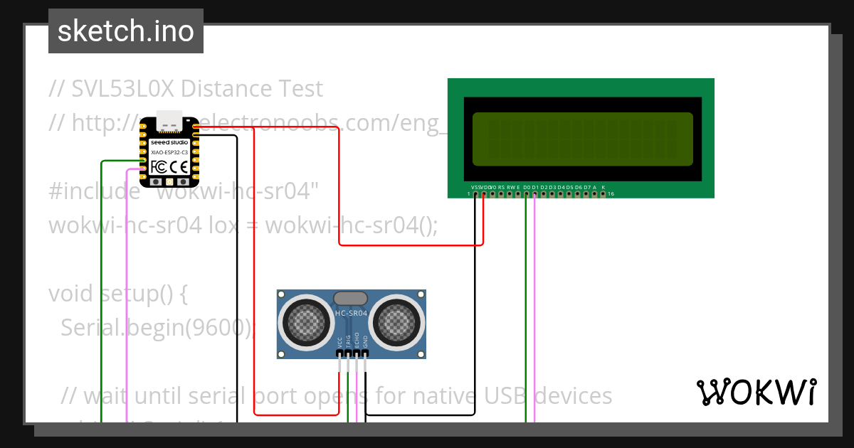 SENSOR DISTANCE GPJ - Wokwi ESP32, STM32, Arduino Simulator