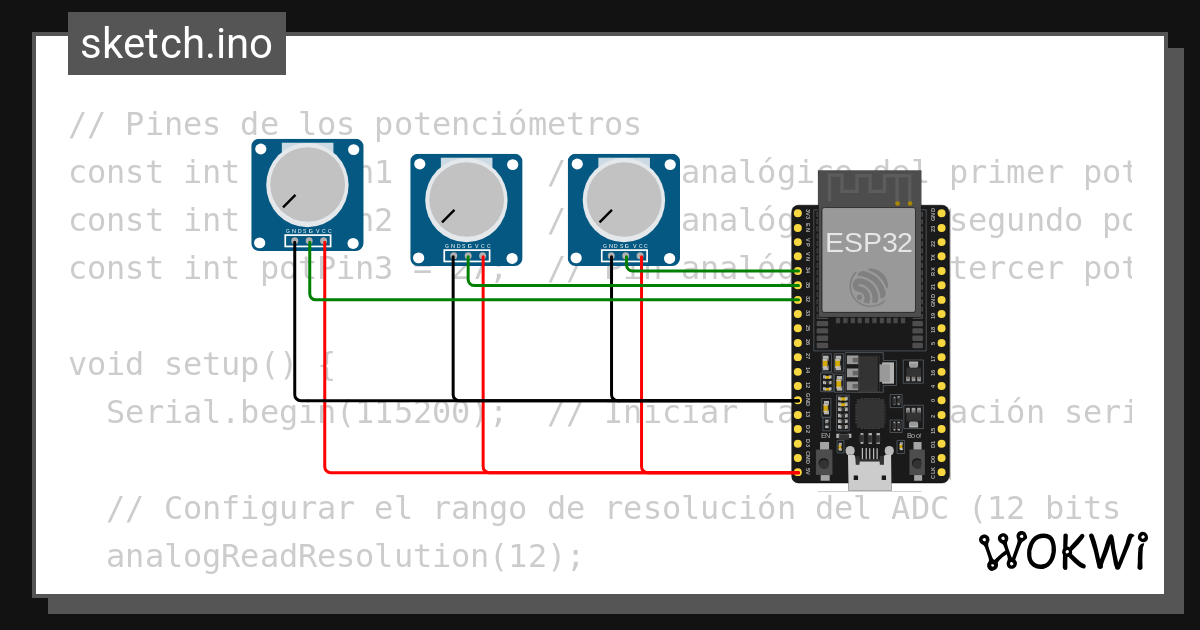 Dani Conectar Tres Potenciometros Wokwi Esp32 Stm32 Arduino Simulator