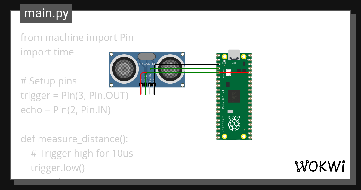 HC-SR04 Ultrasonic Distance Sensor - Wokwi ESP32, STM32, Arduino Simulator