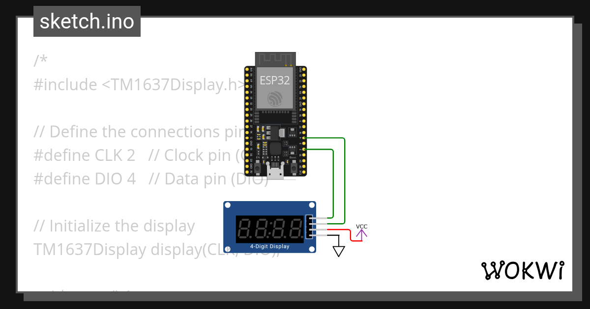 4_Digit_Display - Wokwi ESP32, STM32, Arduino Simulator