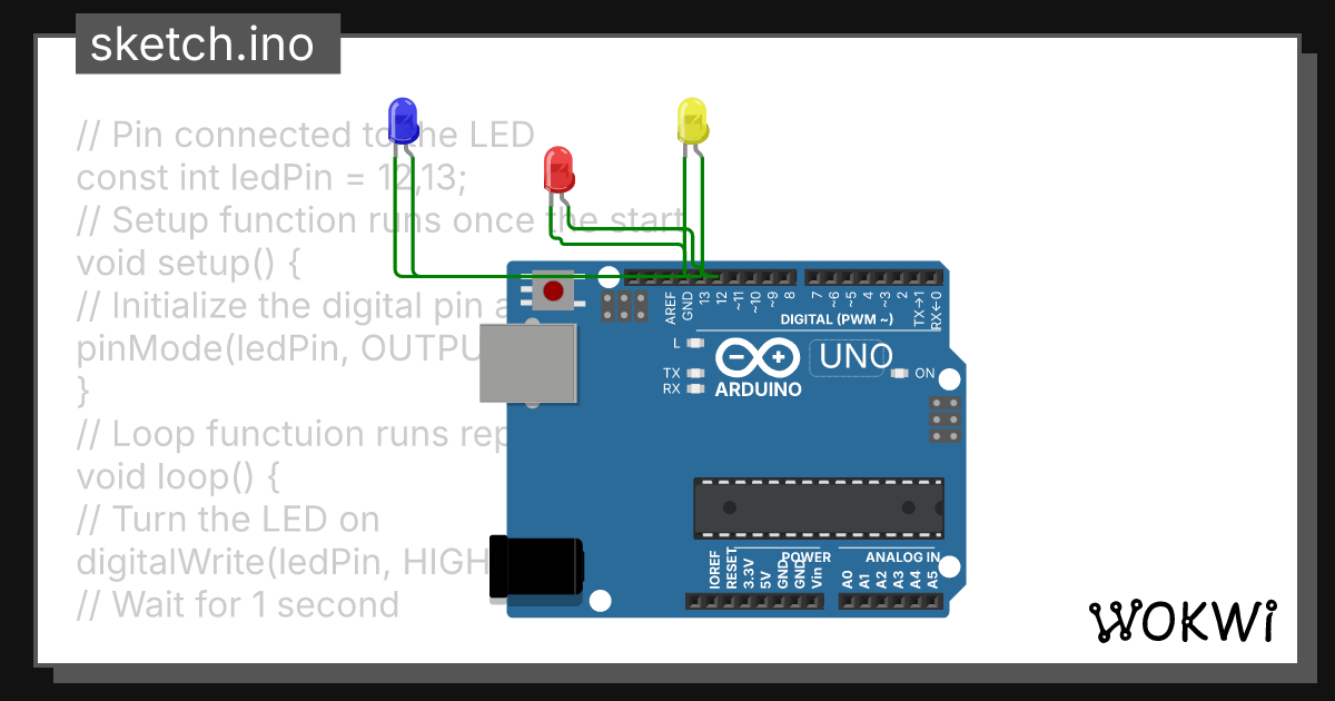 LED blinking using Arduino Uno board Copy - Wokwi ESP32, STM32, Arduino ...