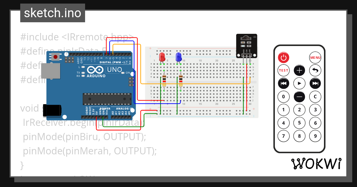 IR-REMOTE CONTROL - Wokwi ESP32, STM32, Arduino Simulator
