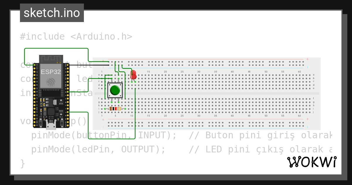 Buton KontrollÜ Led Wokwi Esp32 Stm32 Arduino Simulator 6097