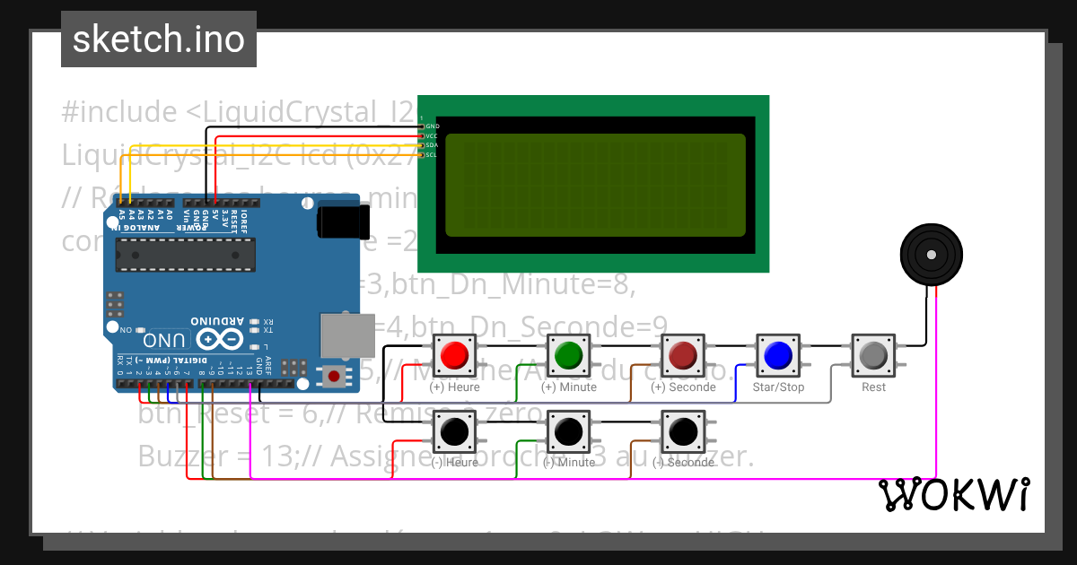 Cipad 51: Minuteur programmable avec alarme - Wokwi ESP32, STM32, Arduino Simulator