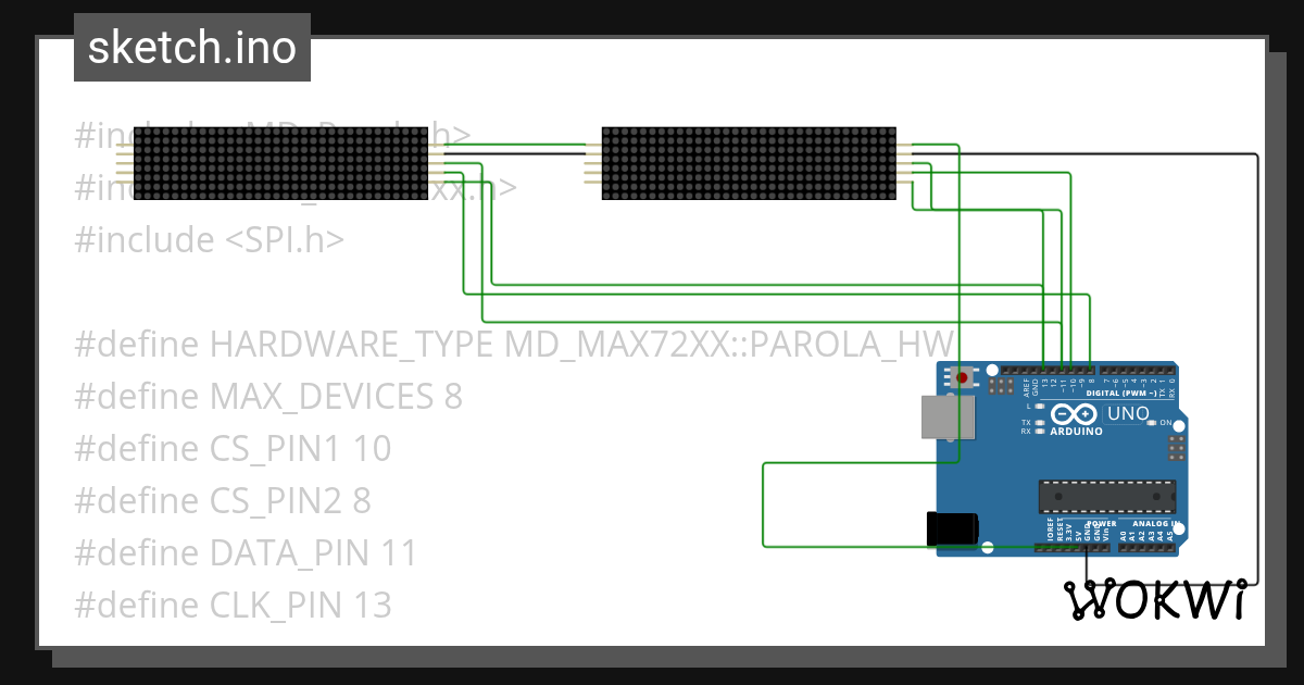 Running text - Wokwi ESP32, STM32, Arduino Simulator