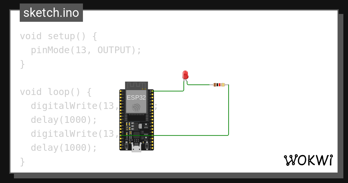 Led ไฟติดดับ Wokwi Esp32 Stm32 Arduino Simulator 4130