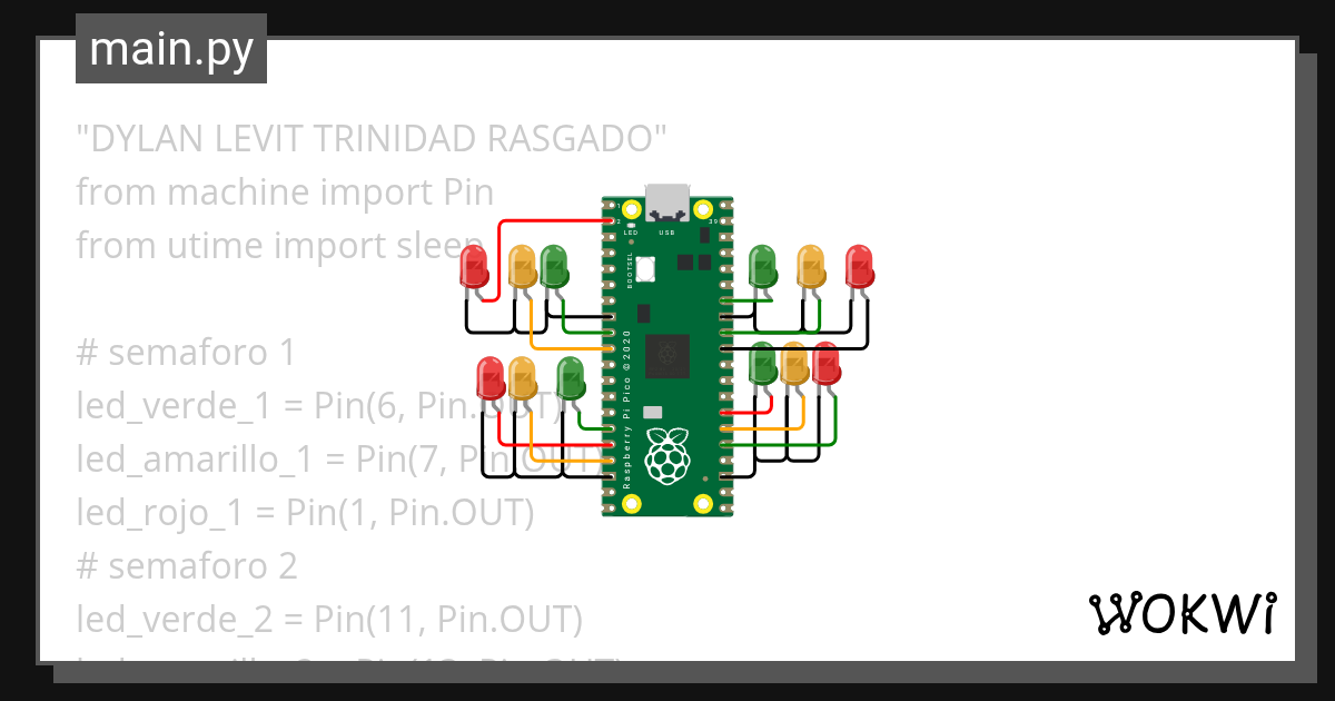 Semaforo tarea clase 1 - Wokwi ESP32, STM32, Arduino Simulator