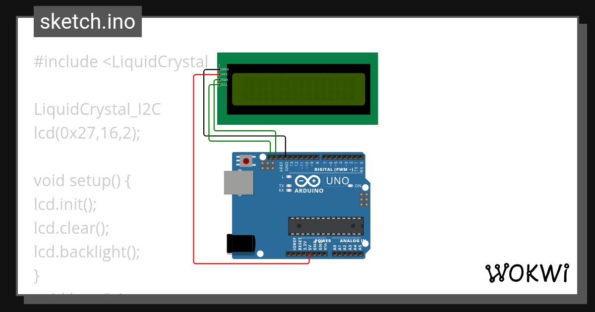 lcd dengan for - Wokwi ESP32, STM32, Arduino Simulator