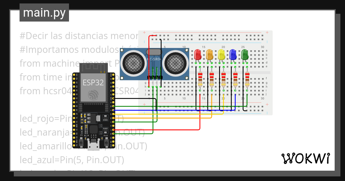 distancia - Wokwi ESP32, STM32, Arduino Simulator