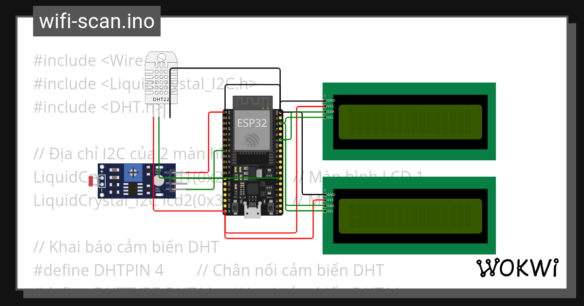2lcd - Wokwi ESP32, STM32, Arduino Simulator
