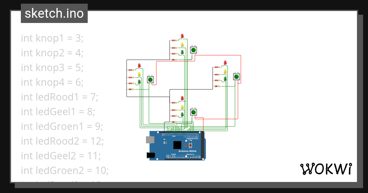 kruispunt stoplicht - Wokwi ESP32, STM32, Arduino Simulator