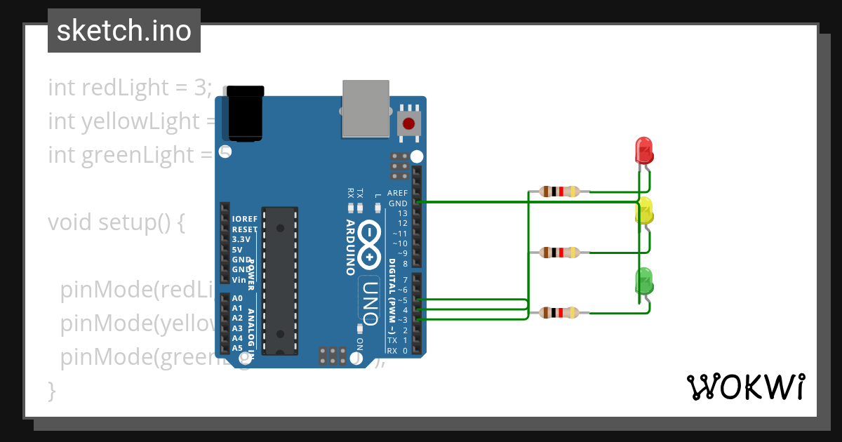 traffic led - Wokwi ESP32, STM32, Arduino Simulator