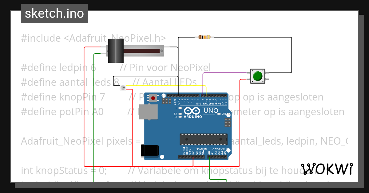 Oefening 2 knop potentiometer - Wokwi ESP32, STM32, Arduino Simulator