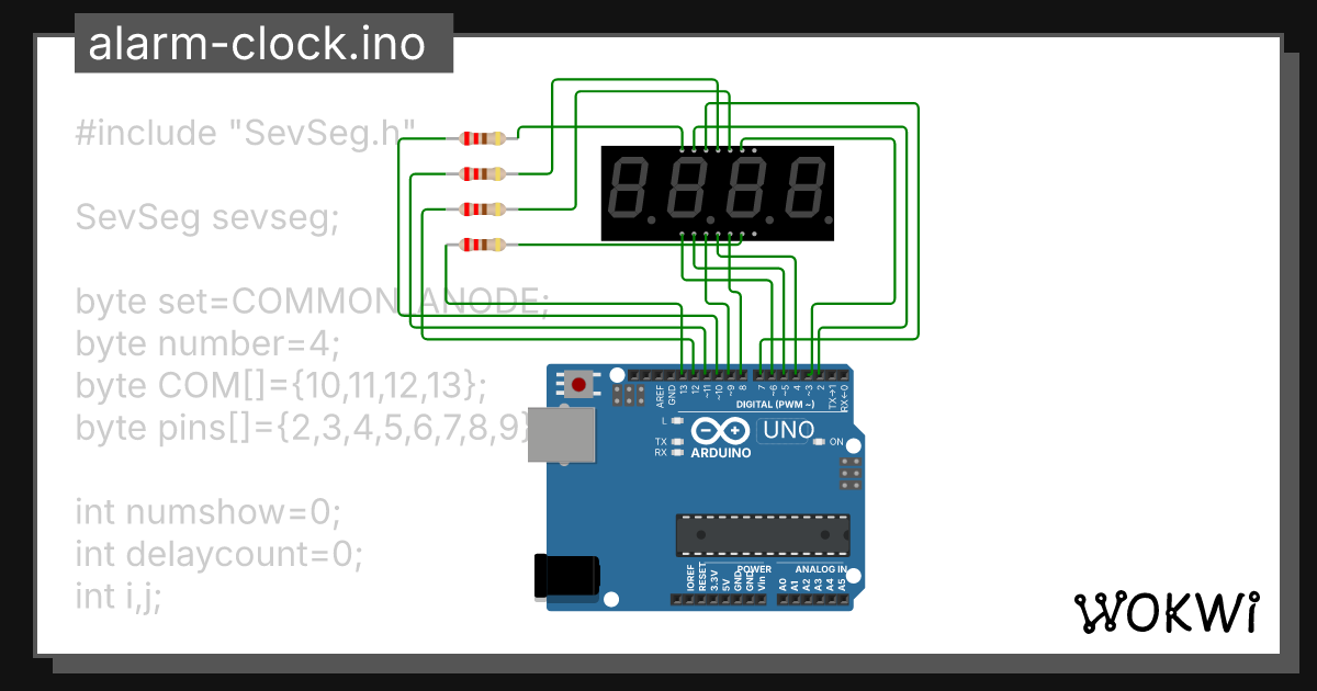 四位七段数码管 Wokwi Esp32 Stm32 Arduino Simulator 4262