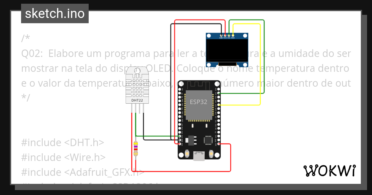 exercicio 1 sensor de umidade + oled - Wokwi ESP32, STM32, Arduino ... exercicio 1 sensor de umidade + oled - Wokwi ESP32, STM32, Arduino ...