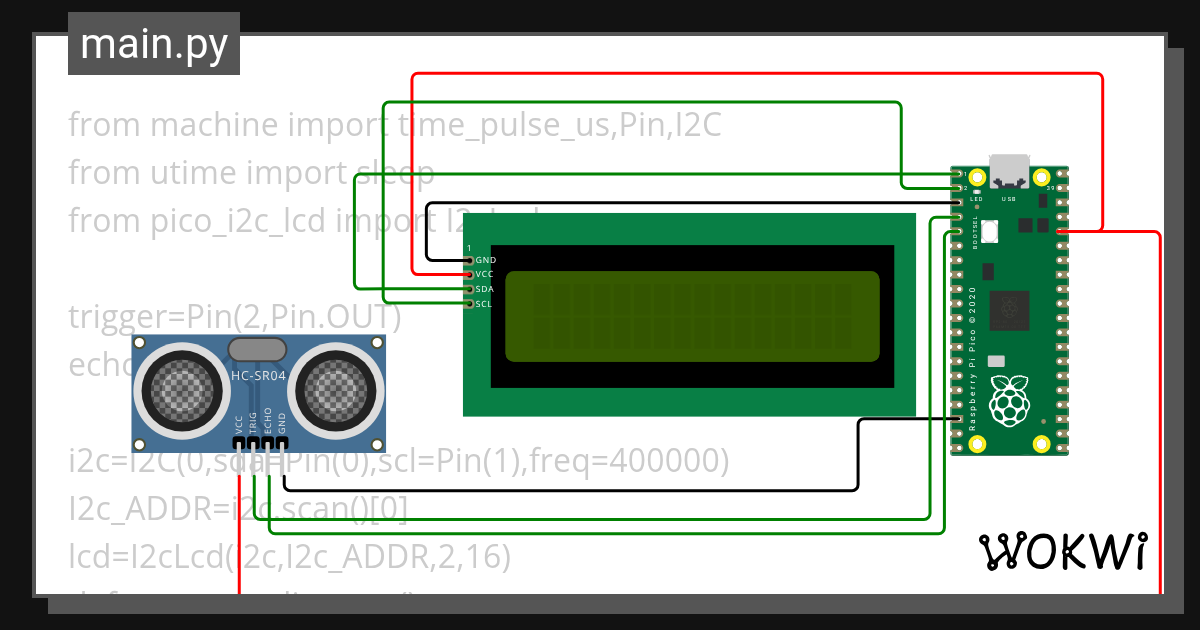 Distance Display On Lcd Wokwi Esp32 Stm32 Arduino Simulator
