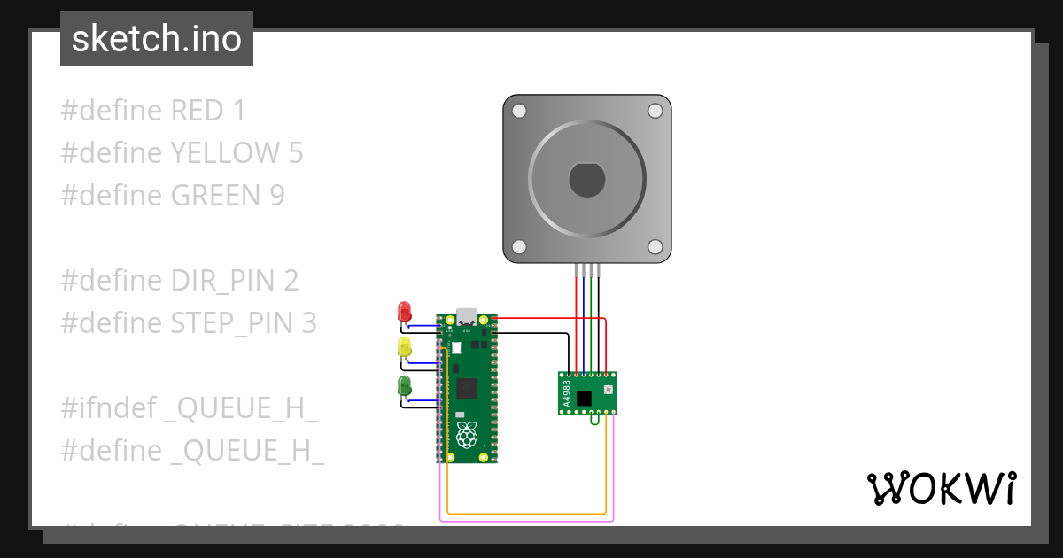 Stepper motor with queue - Wokwi ESP32, STM32, Arduino Simulator