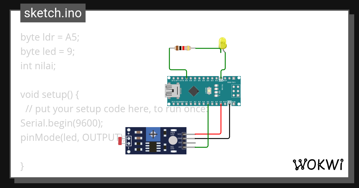 LDR - Wokwi ESP32, STM32, Arduino Simulator