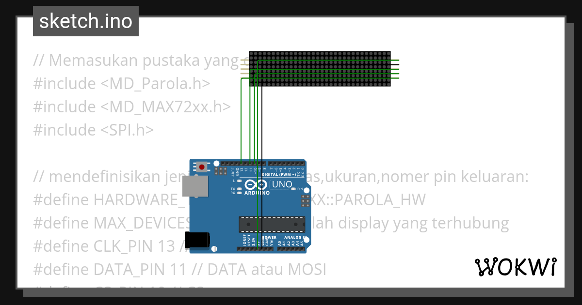 Astrid LED dot matrik - Wokwi ESP32, STM32, Arduino Simulator