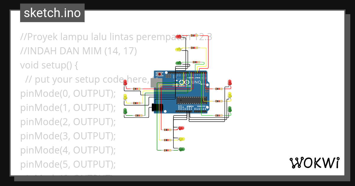 lampu merah perempatan - Wokwi ESP32, STM32, Arduino Simulator