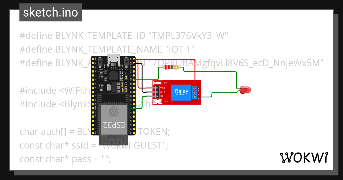 LED AND RELAY USING ESP32 - Wokwi ESP32, STM32, Arduino Simulator