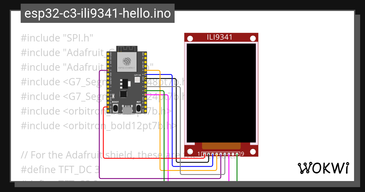 esp32-c3-ili9341-edit.ino - Wokwi ESP32, STM32, Arduino Simulator