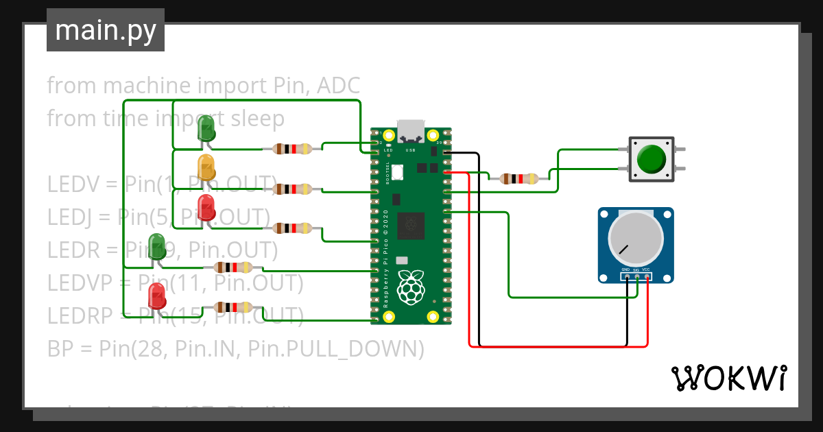 Tybalt Potentiometre feu rouge - Wokwi ESP32, STM32, Arduino Simulator