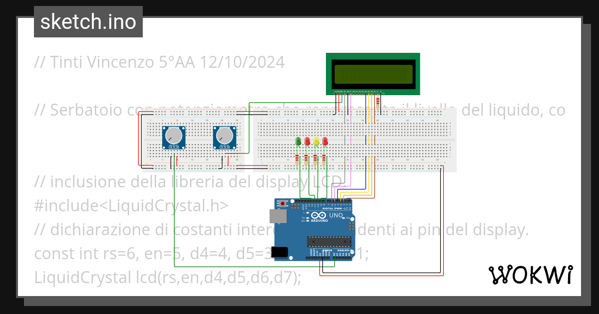 5AA_Tinti_serbatoio con potenziometro con display lcd - Wokwi ESP32, STM32, Arduino Simulator