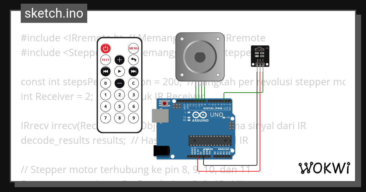 Minitask4 Sesi 16_Stepper Motor+IR Remote - Wokwi ESP32, STM32, Arduino Simulator