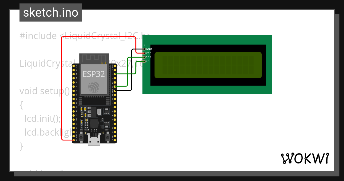 IoT_Lab6_I2CLCD_ESP32 - Wokwi ESP32, STM32, Arduino Simulator