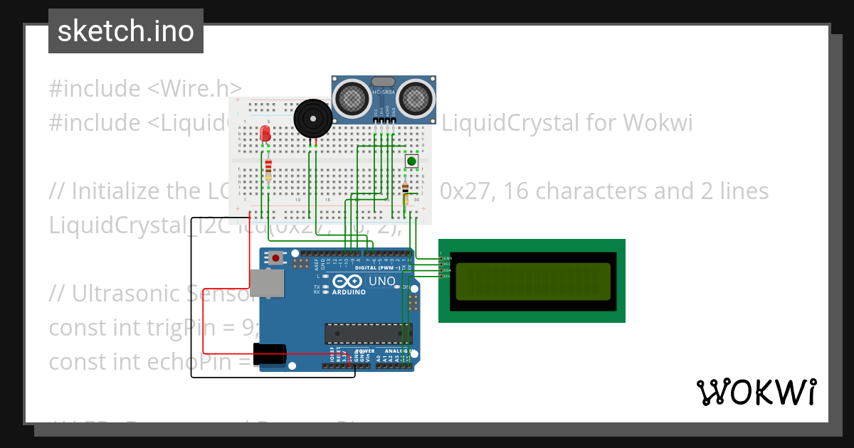 arduino_distance_led&buzzer - Wokwi ESP32, STM32, Arduino Simulator