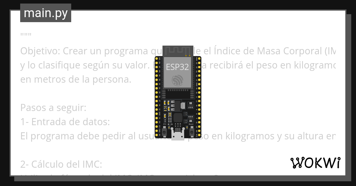 Mi programa de IMC - Wokwi ESP32, STM32, Arduino Simulator