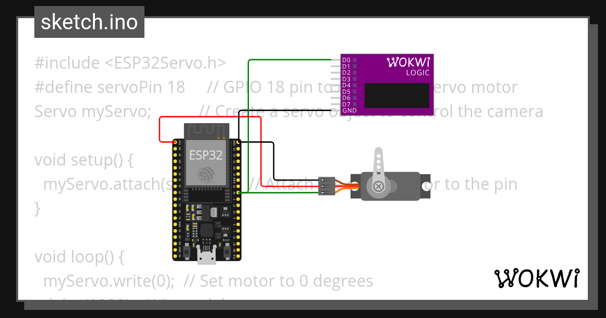 lab6b - servo motor 45 degrees steps(with ESP32Servo.h library) - Wokwi ESP32, STM32, Arduino ...