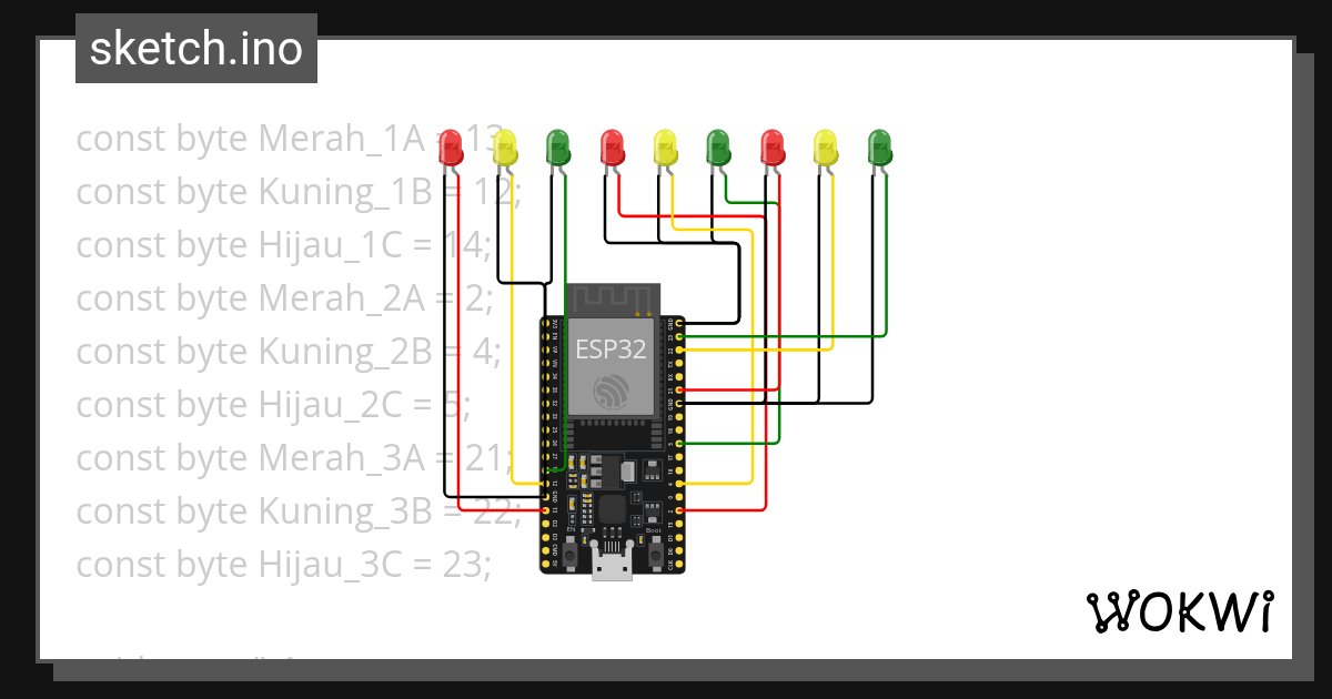 running led puteri - Wokwi ESP32, STM32, Arduino Simulator