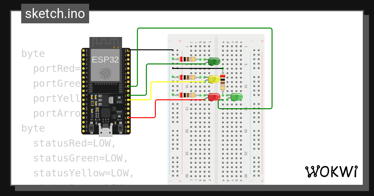 Светофор Wokwi Esp32 Stm32 Arduino Simulator 