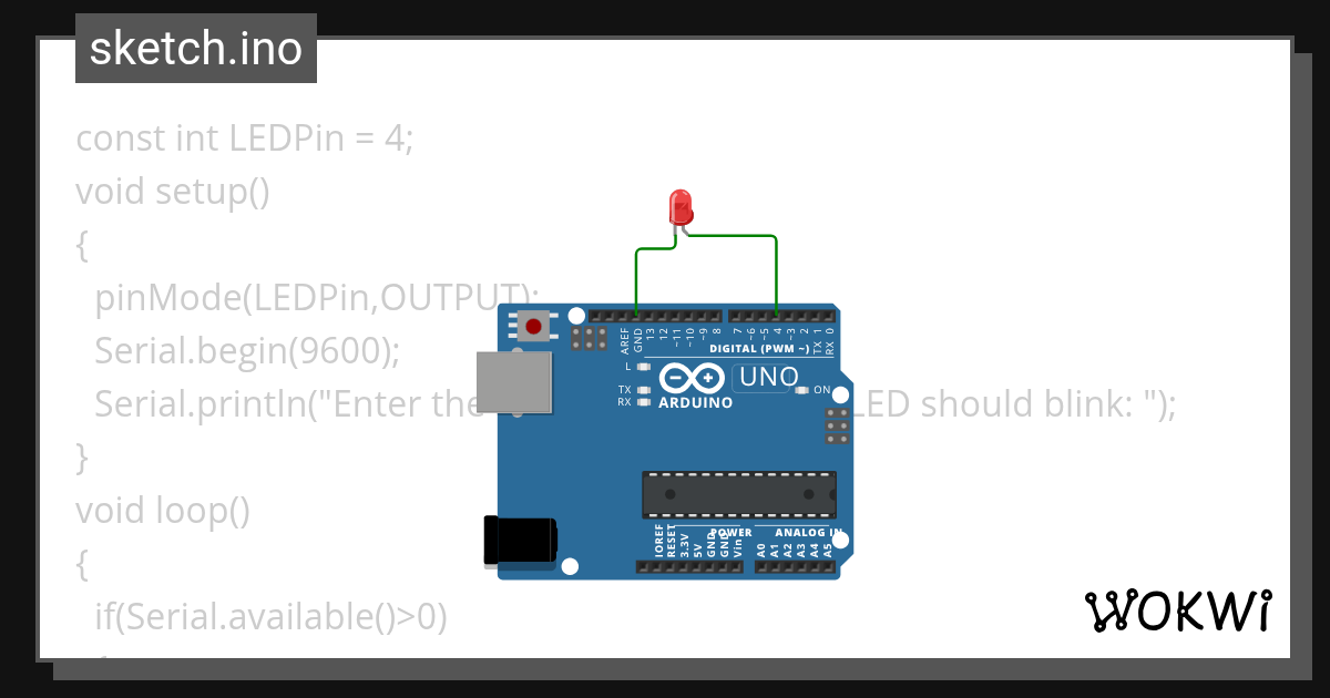blinking using for - Wokwi ESP32, STM32, Arduino Simulator