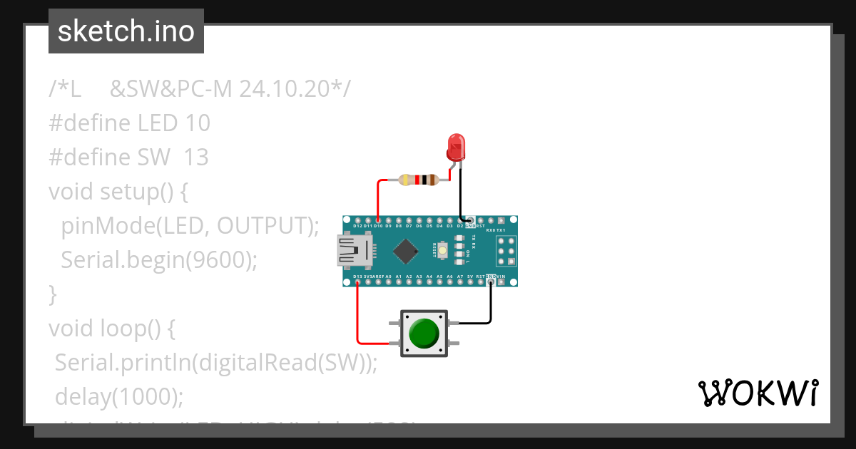 tak02 LED SW monitor - Wokwi ESP32, STM32, Arduino Simulator