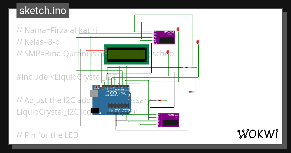 project LCD , LED , ARDUINO DAN LOGIC ANALYZER - Wokwi ESP32, STM32, Arduino Simulator