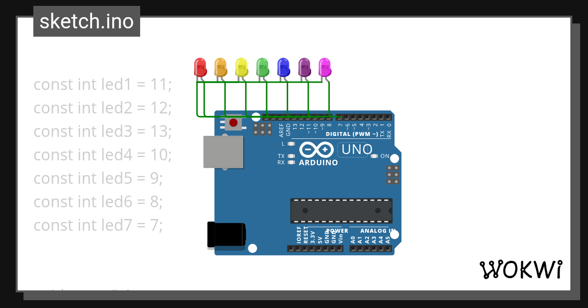 Led Array - Wokwi ESP32, STM32, Arduino Simulator